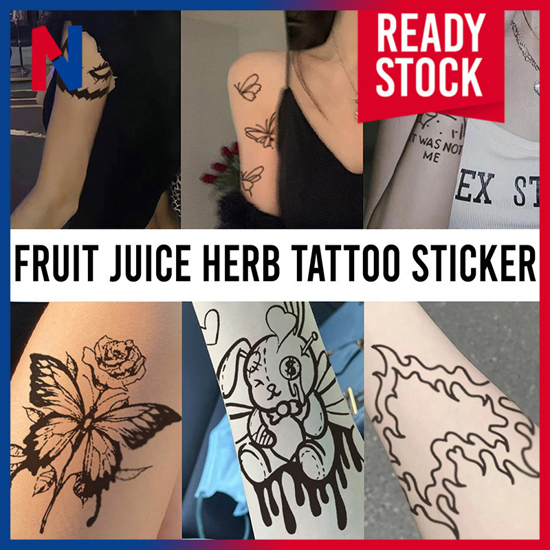 [NOVII] Waterproof Fruit Juice Herb Tattoo Sticker Removable Body ...