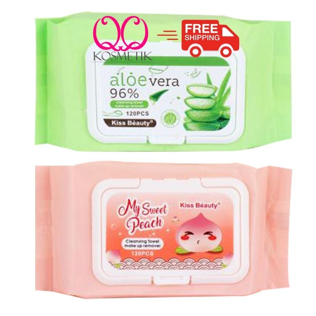 KISS BEAUTY Makeup Remover Cleansing Towel 120s Aloe Vera Peach Wet ...