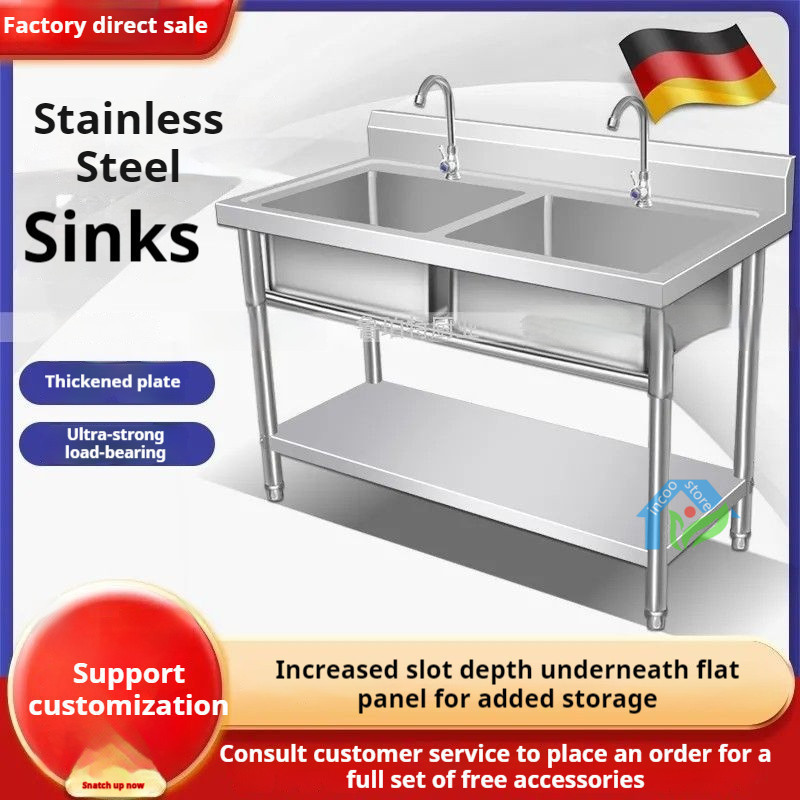 💗304 Stainless Steel Sink Manual Kitchen Sink With Faucet Wash Basin ...