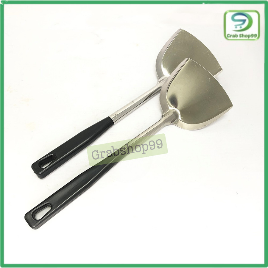 31cm Sudip Besi Stainless Steel Spatula Black Handle | Shopee Malaysia