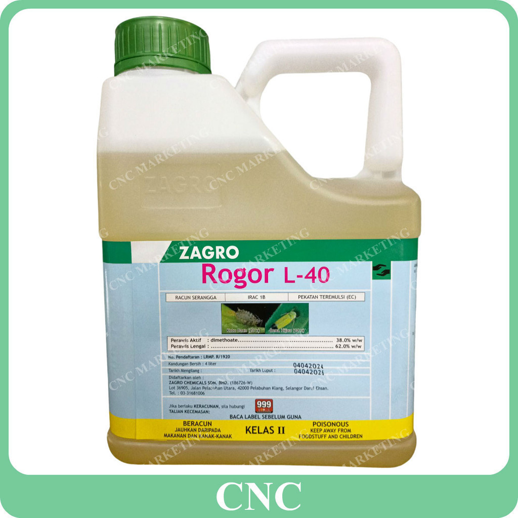 4L Rogor L-40 Zagro Dimethoate 38% Racun Serangga Insecticide ...