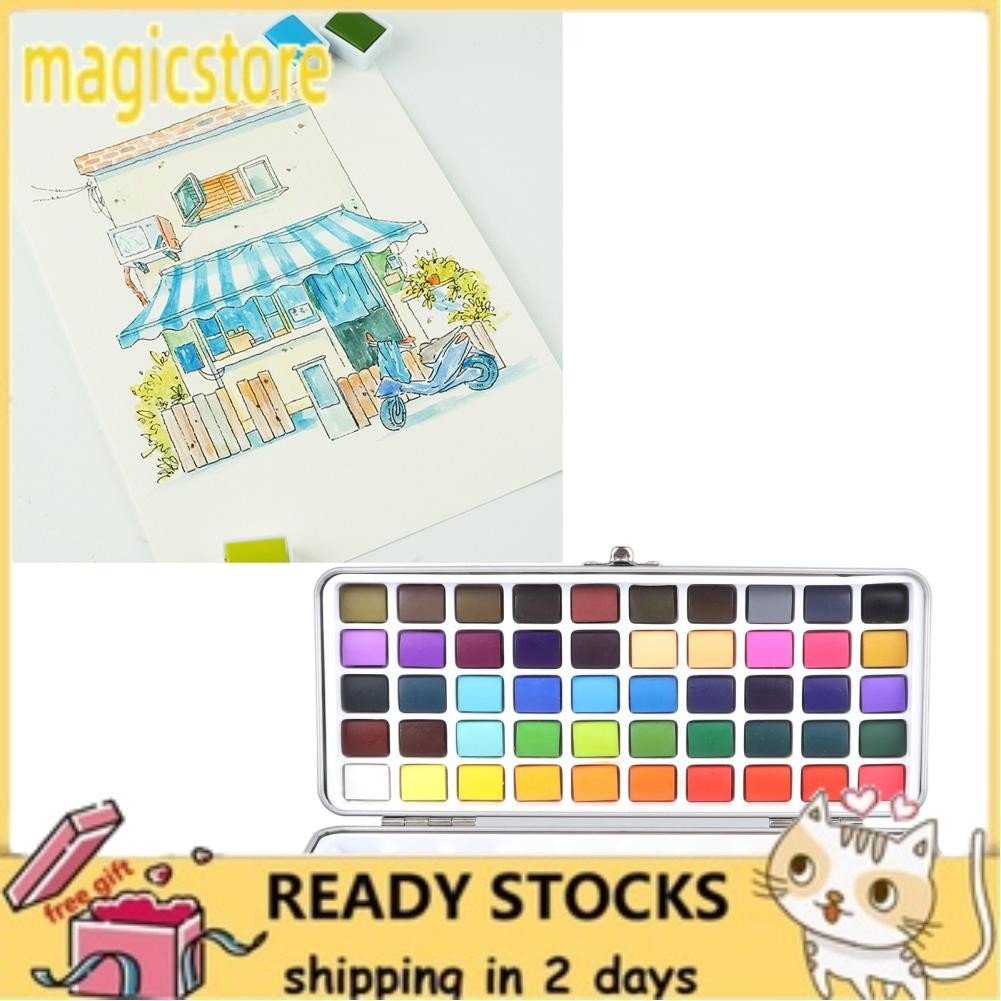 Magicstore 100 Colors Watercolor Paint Set Portable Iron Box Kit With ...
