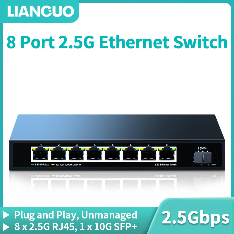 LIANGUO 2.5GbE 8 Port Network Switch 2.5Gbps Ethernet Switch 10Gb SFP+ ...