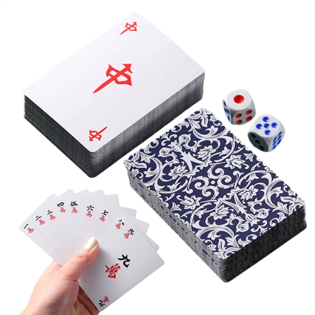 144 Sheets Mahjong Travel Set Playing Cards Thickened Paper Mahjong ...