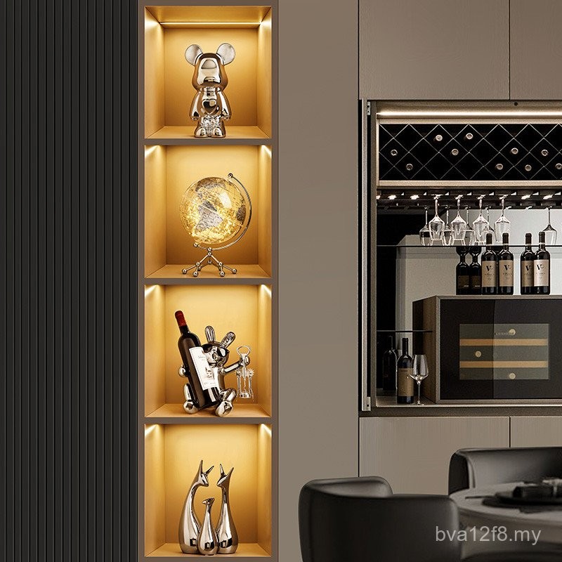 Hiasan arnab kabinet wain rak wain merah alat letak barang ruang tamu ...