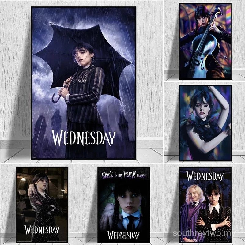 Movie TV Play Wednesday Posters Prints Fantasy Canvas Painting Portrait ...