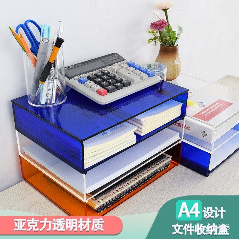 Acrylic File Rack Layered Data Rack File Box Book Frame Storage File ...