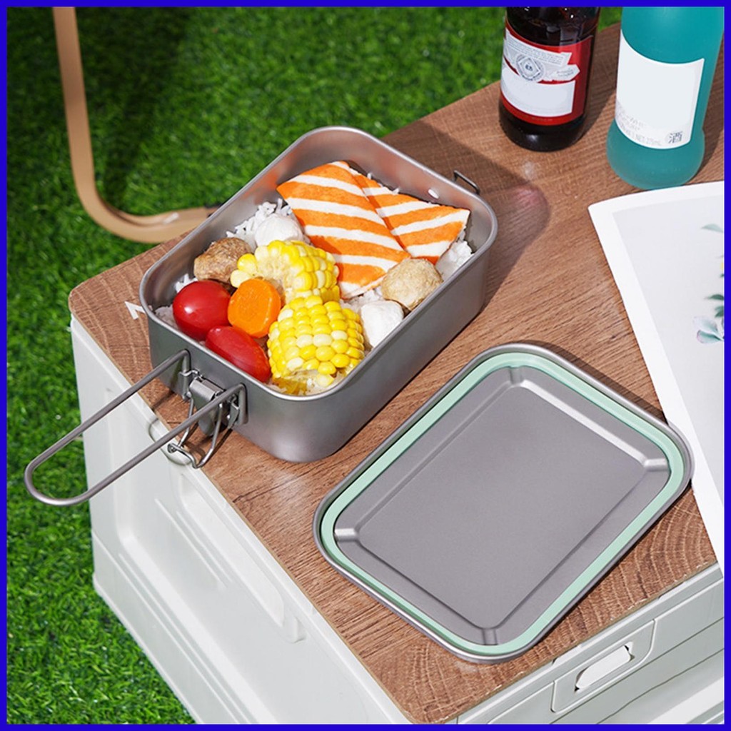 Titanium Camping Lunch Box Metal Lunchbox Cooking Food Box With ...