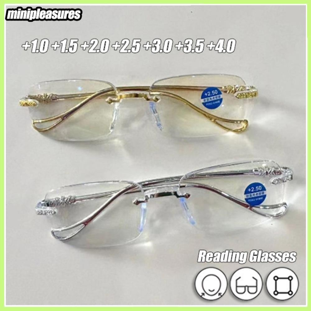 2Pcs Retro Rimless Reading Eyeglasses Anti Blue Light +1.0 ~+4.0 ...