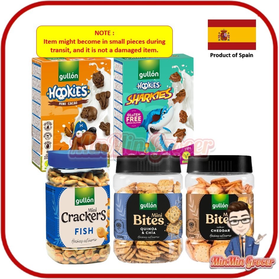 GULLON Mini Bites Cracker 250g | Fish Shapes Biscuit 350g |Hookies Mini ...