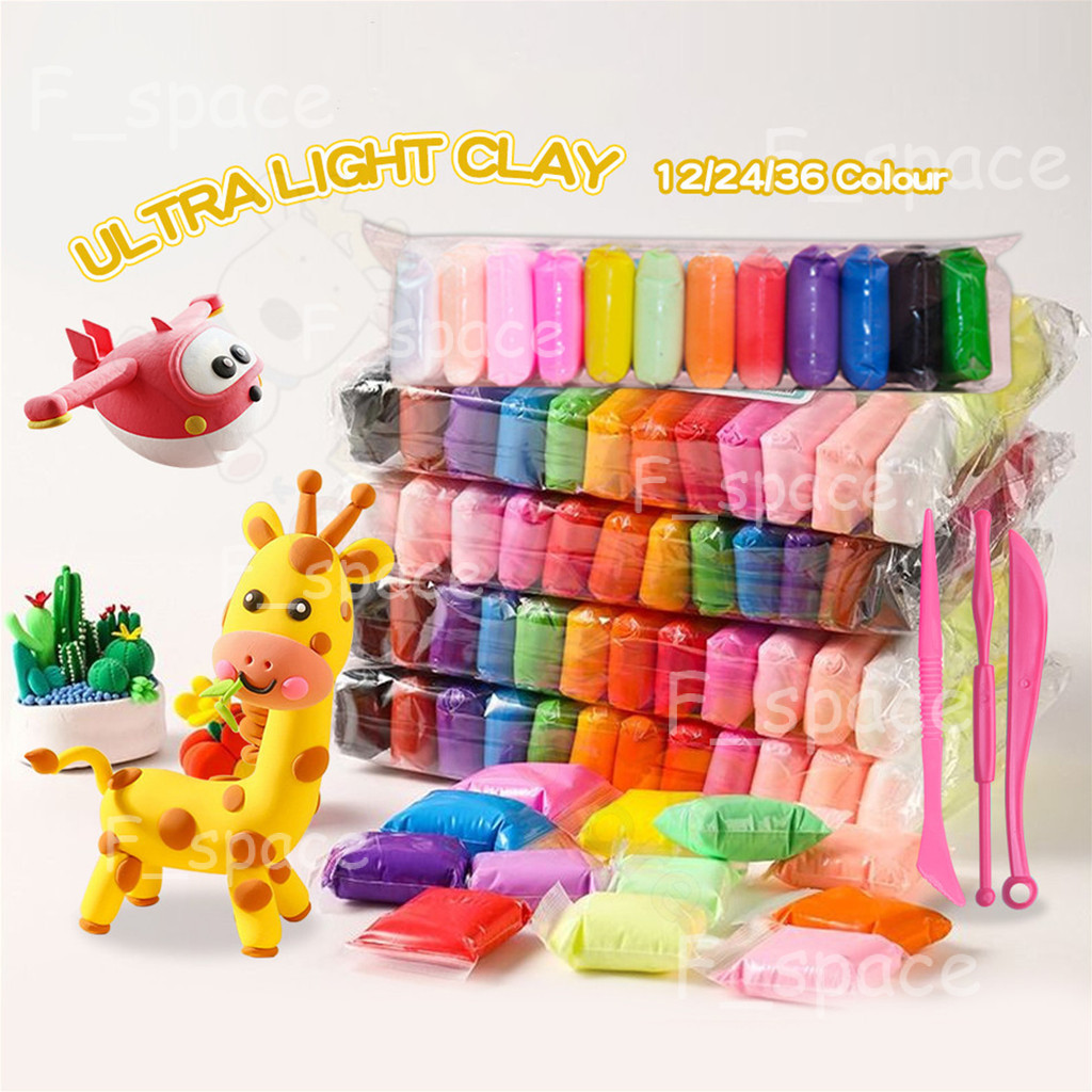 12/24/36 Colors Super Light Squishy Toys Clay Set With Tools For Kids ...