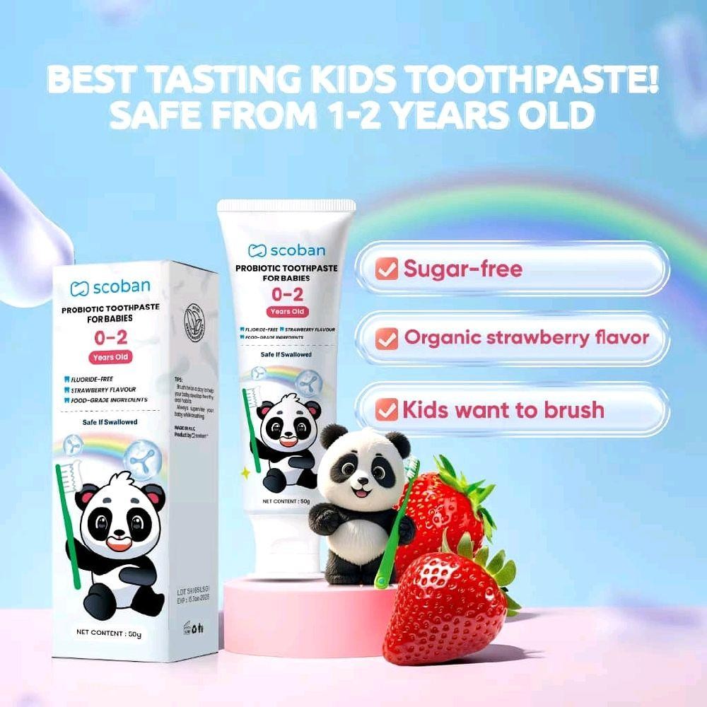 Scoban Probiotic Toothpaste For Babies (0-2 umur dalam) Safe Ifswallowed Baby Toothpaste 50g ...
