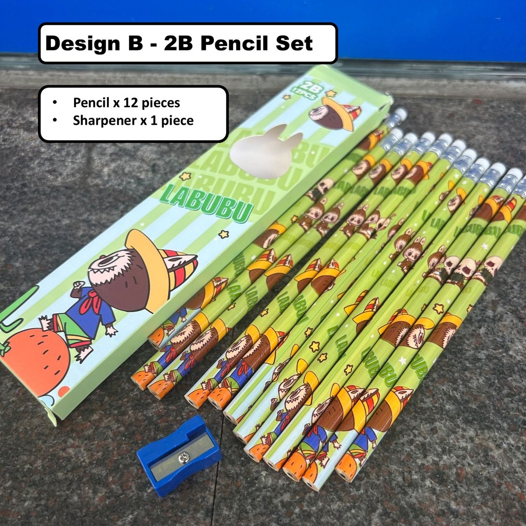 Cute Cartoon Stationery gift set 7pcs stationery box pencil case 2B ...