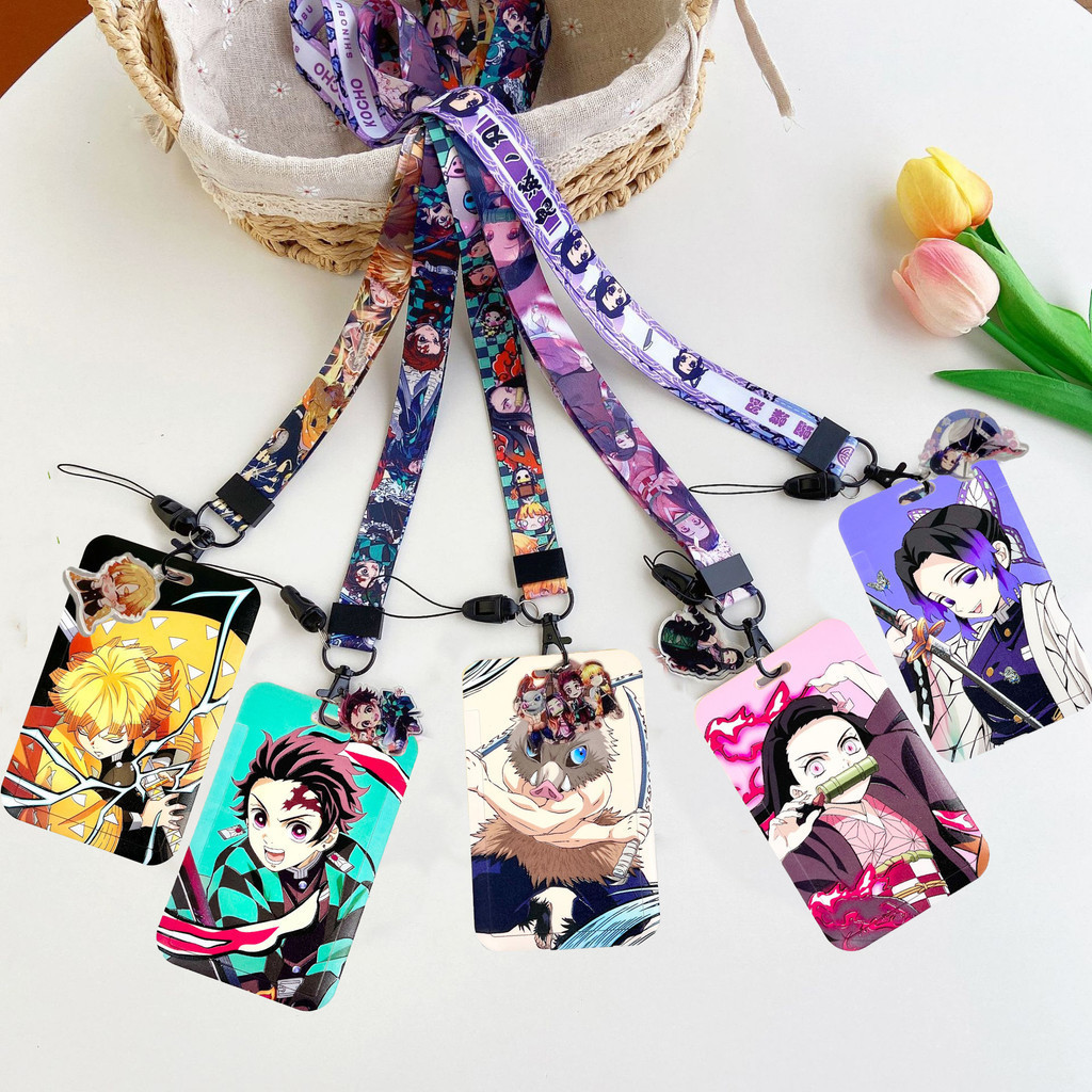 Demon Slayer Name Tag ID Holders Student Card Case and Long Lanyard ...