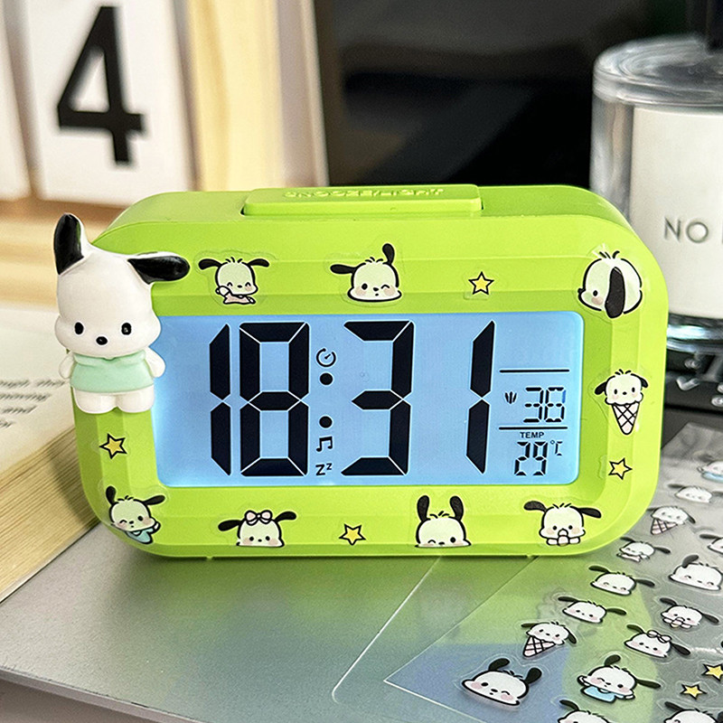 [guyumao] Sanrio Pochacco Alarm Clock Cartoon Mini Noctilucent Alarms Clocks Dormitory Desktop ...
