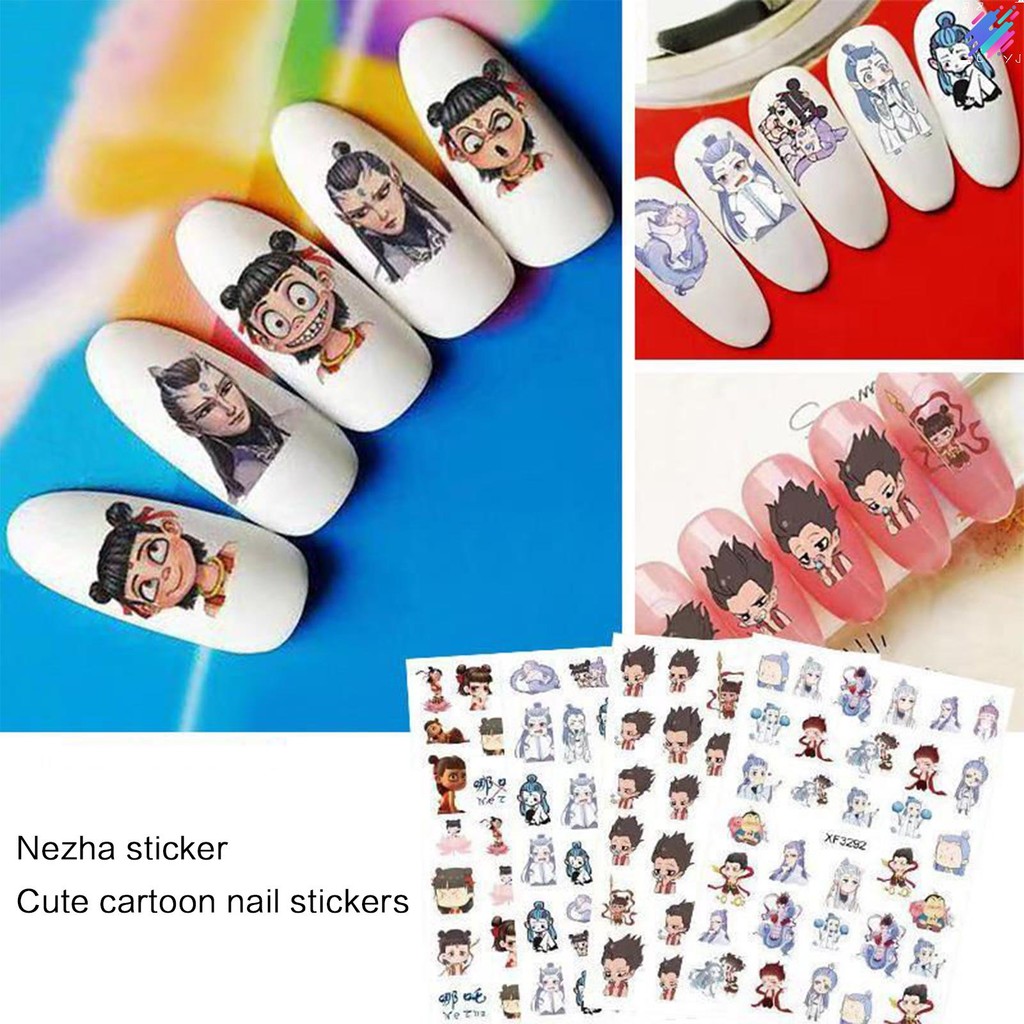 DIY Resin Nail Nezha Stickers Easy to Stick Cartoon Nail Decals ...