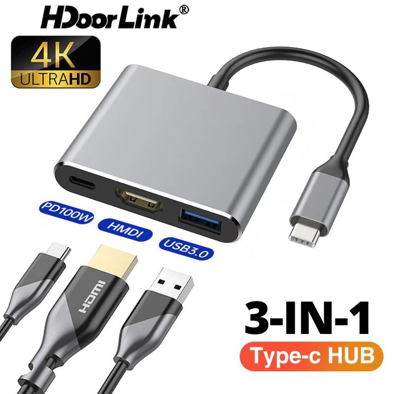 HdoorLink 3in1 Type C To HDMI Adapter 4K PD100W Fast Charging USB 3.0 ...