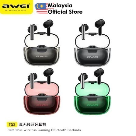 Awei T52 Gaming Wireless Earbuds HiFi Stereo Sound Headphone Gaming ...