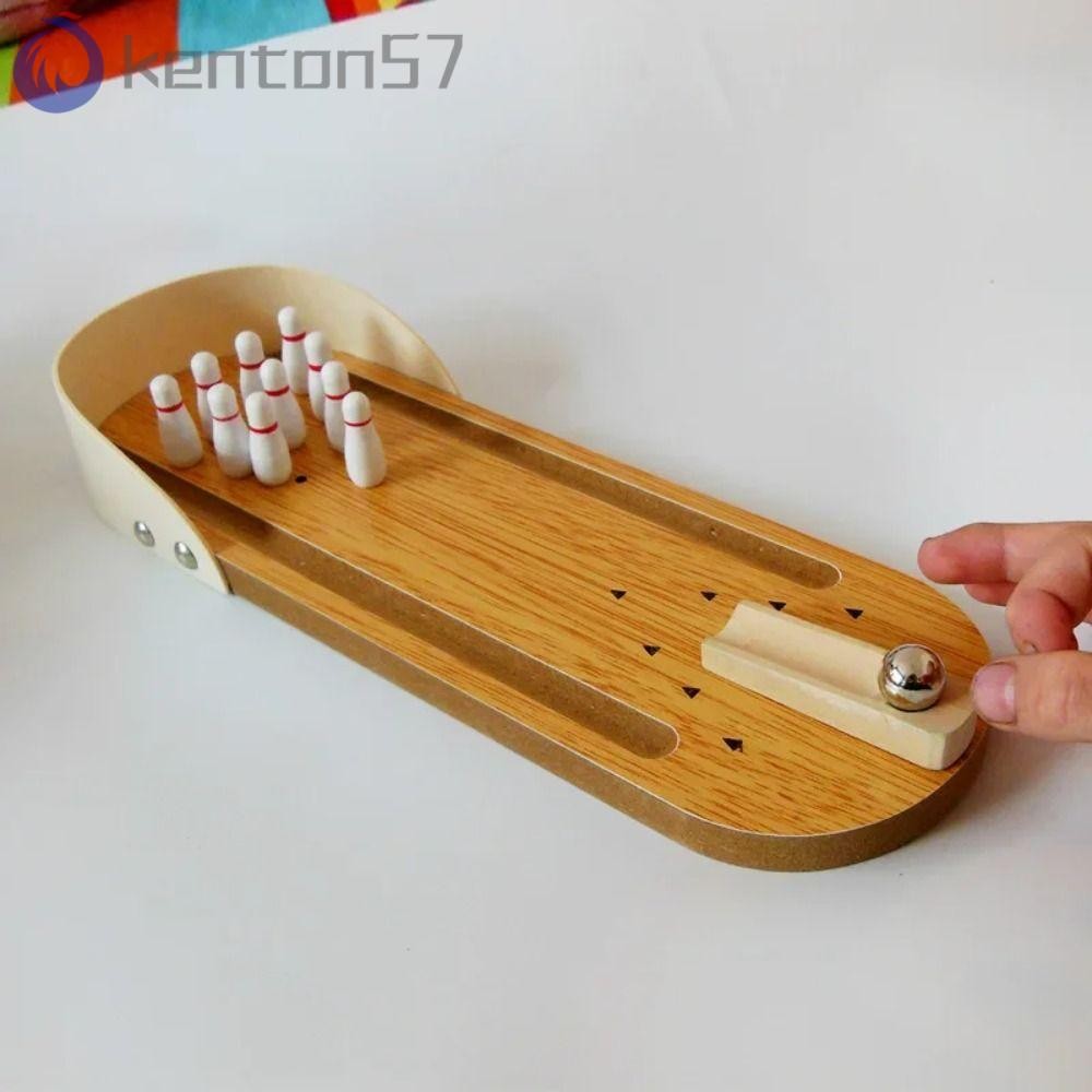 KENTON Tabletop Mini Bowling Game Set, 10 Pins Wooden Desktop Bowling ...