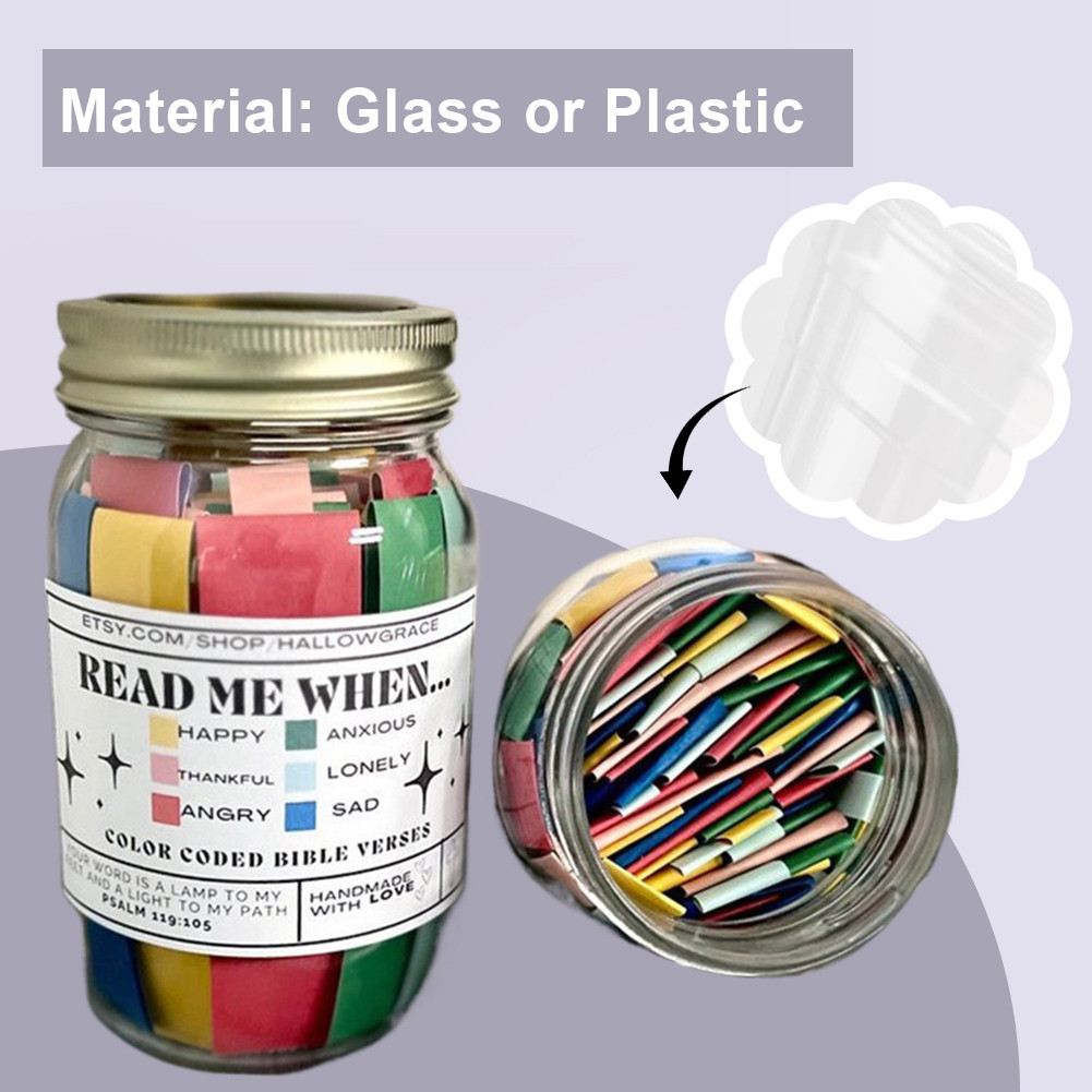 {Warm} Bible Verse Jar Scripture Jar Color Coded Blessings Jar 60 Cards Give The Comfort of God ...