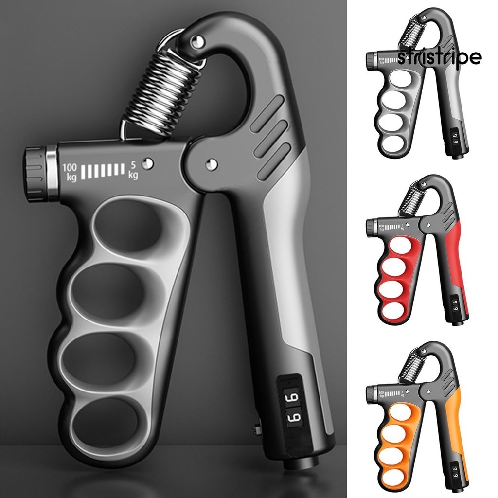 STR-Hand Grip Strength Trainer Mechanical Countable 5-100KG Adjustable ...