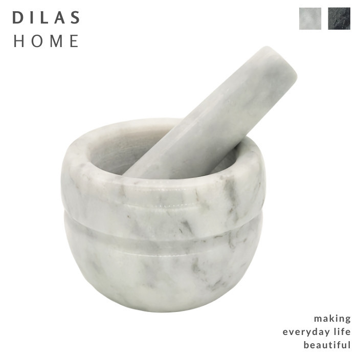 DILAS HOME Natural Grey Black Marble Garlic Pounder Crusher Grinder ...