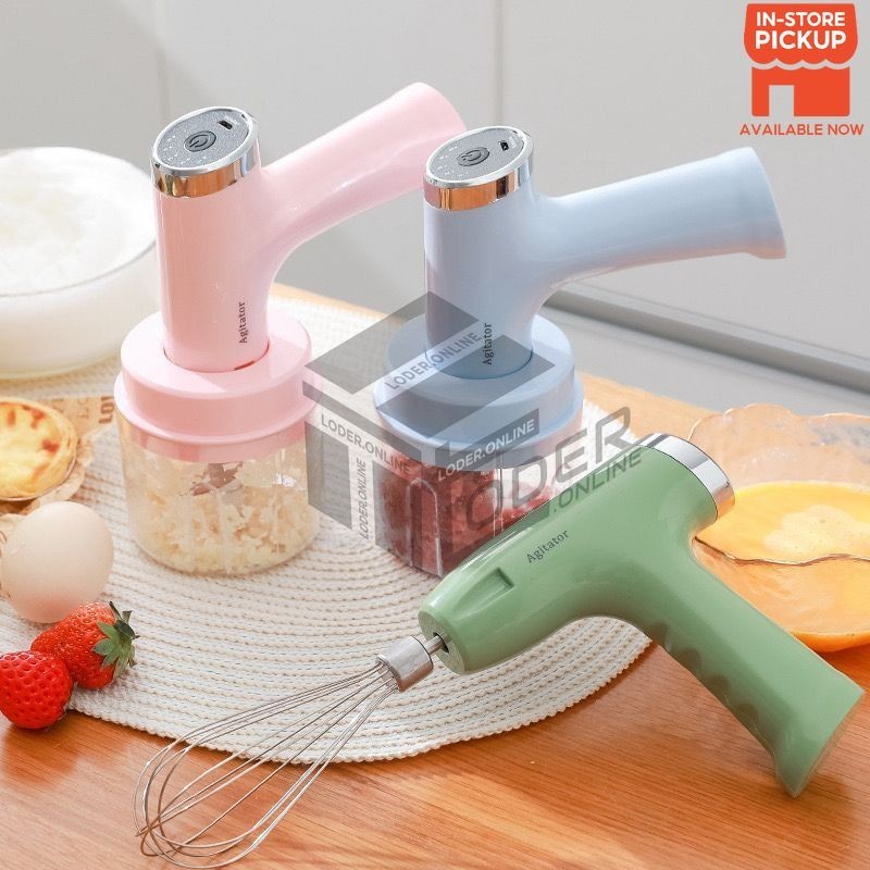 LODER 2in1 Wireless Egg Beater Hand Mixer Garlic Chopper Processor ...