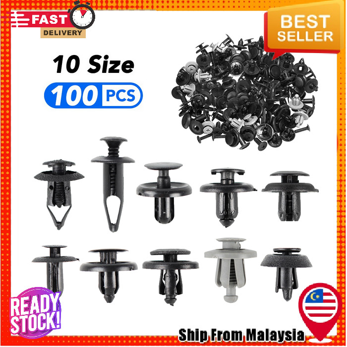 100pcs Car Universal Accessory Screw Rivets Set: Auto Retainer Fastener ...