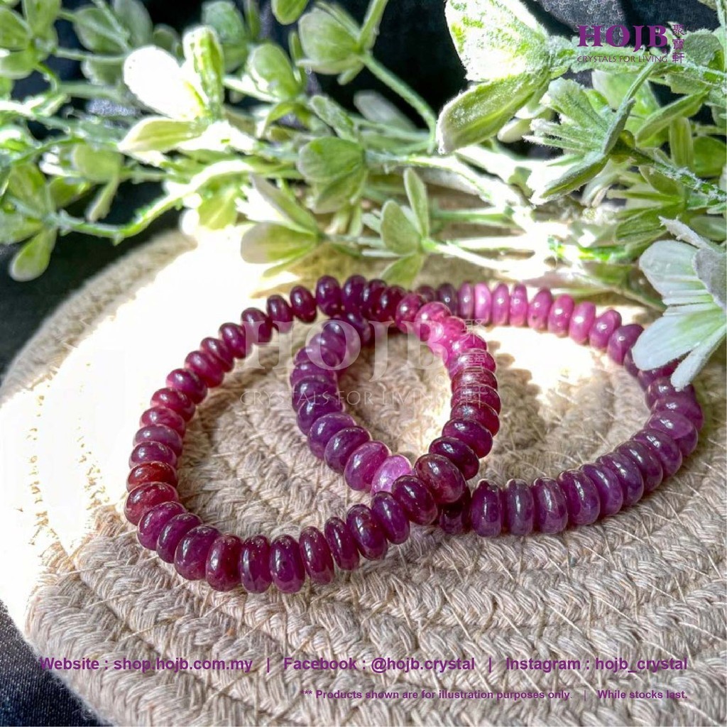 HOJB Natural South Africa Ruby 5A Abacus Beads Bracelet 8-9mm 聚寶軒天然南非红 ...