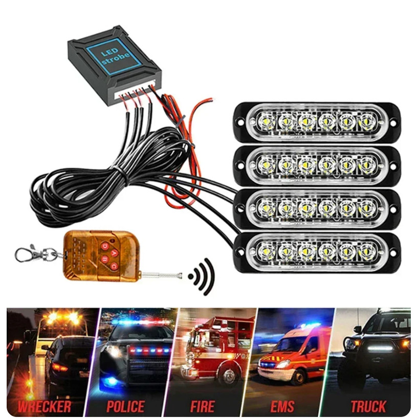 24 LED Strobe Light Wireless Car Emergency Flashing Light Car LED 12V ...