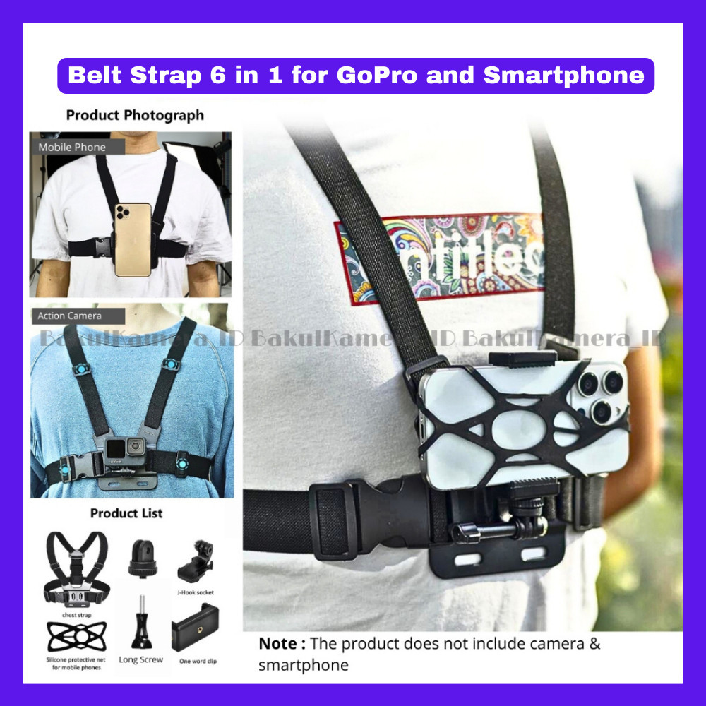 Mobile Phone Chest Strap & Camera Mount Body Belt Holder Clamp ...