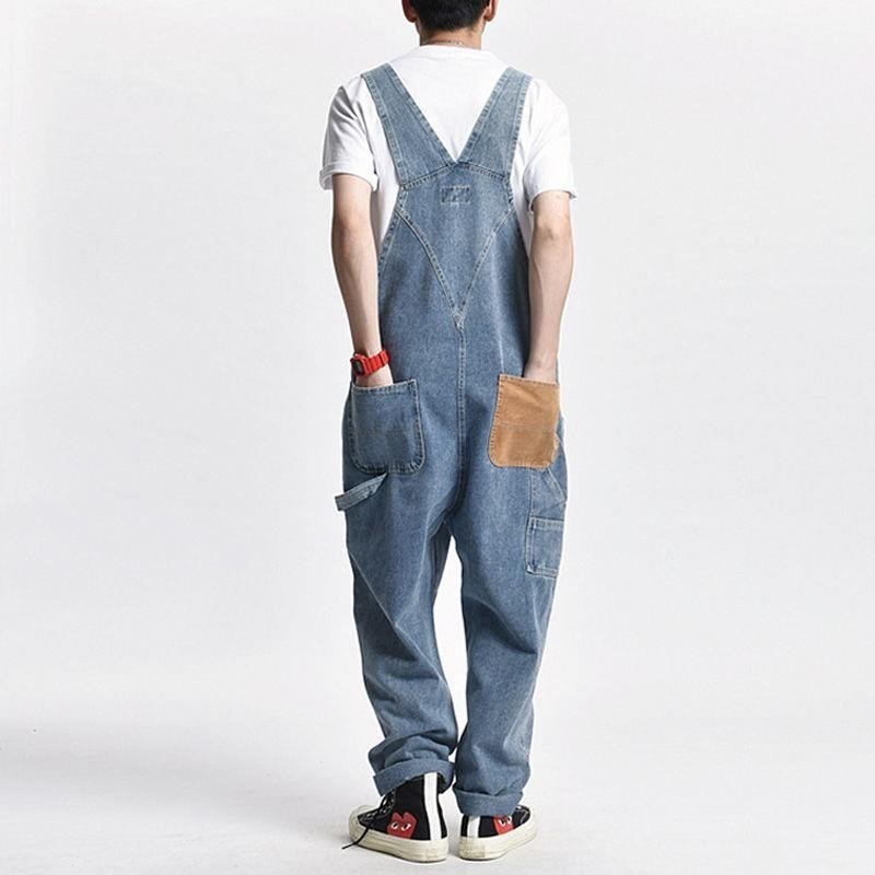Japanese Retro Overalls Men Ripped Denim Overalls Street Wear Multi ...