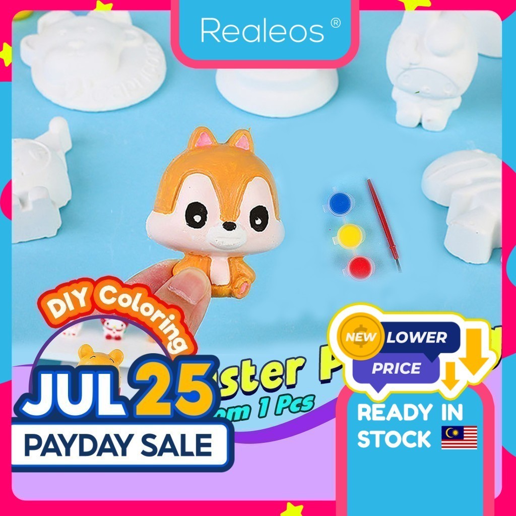 Realeos Plaster Coloring Doll Painting Creative Graffiti DIY Painting ...