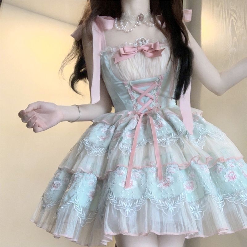 Sakuraji lolita Original Design Floating Spring lolita Genuine JSK Cute Daily Light lo Princess ...