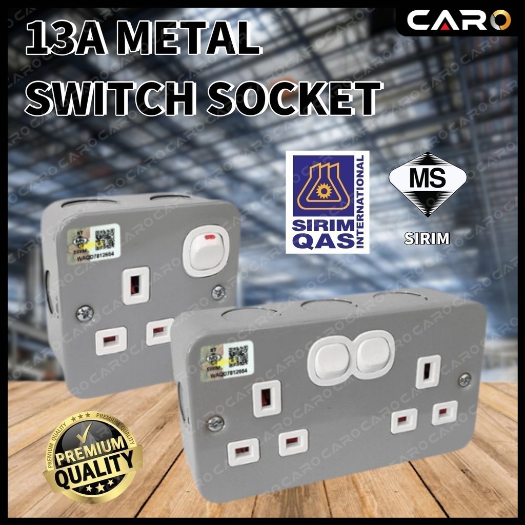 HEAVY DUTY SINGLE / DOUBLE 13A METAL SWITCH SOCKET OUTLET EXTENSION ...