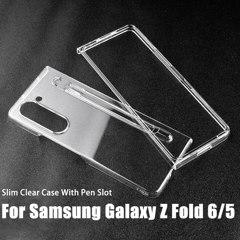 Samsung Galaxy Z Fold6 Fold5 Slim Clear Case With Pen Slot Transparent ...