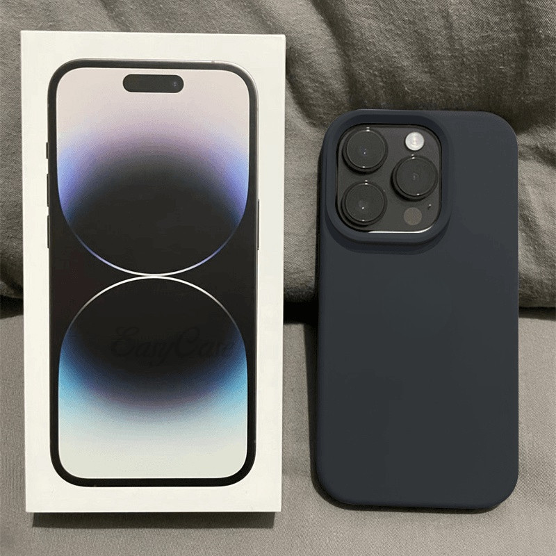 Dark Black Liquid Silicone Case for iPhone 15 13 11 12 14 Pro Max ...