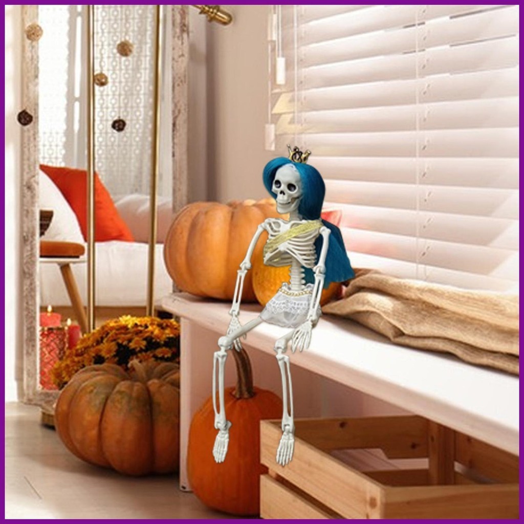 Halloween Skeleton Decorations Scary Skeleton with Colored Hair ...