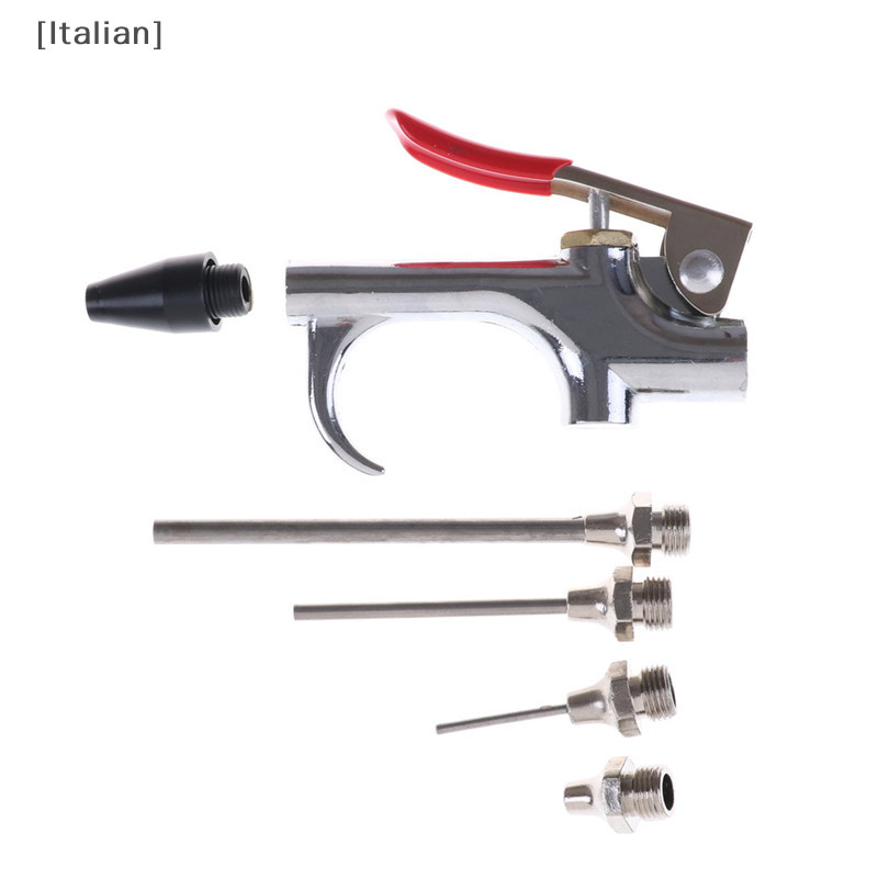Italian 5PCS Air Compressor Blow Kit Nozzles Inflation Blower Gun Tool ...
