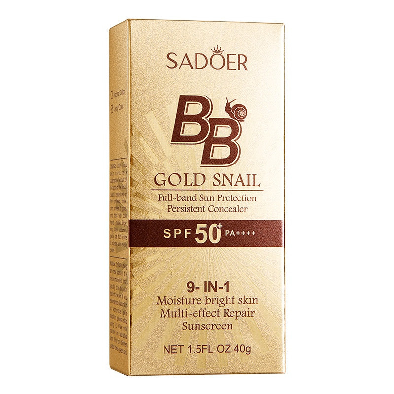 SADOER Gold Snail Sunscreen BB Cream Foundation Repair Face Concealer Moisturizing Natural/Ivory ...