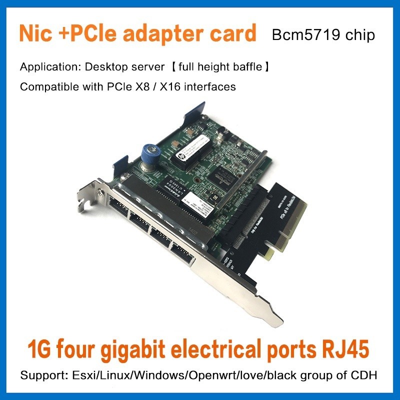 HP 331FLR BCM5719 634025-001 Ethernet Gigabit 4-port network card love ...