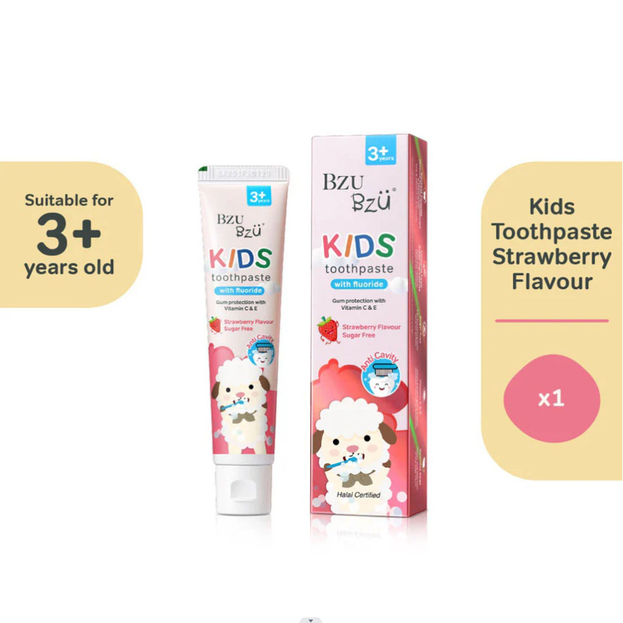 Bzu Bzu Strawberry Flavour Kids Toothpaste With Fluoride ( 50g ...