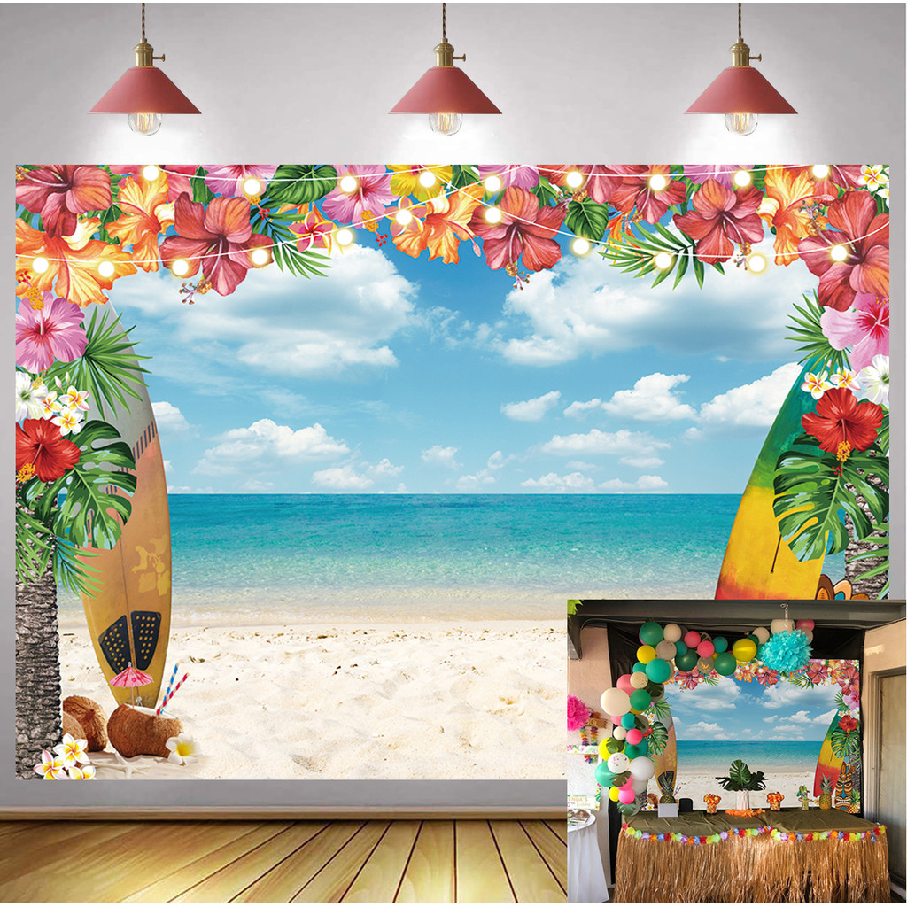 Summer Hawaiian Beach Backdrop Aloha Luau Theme Photography Background ...