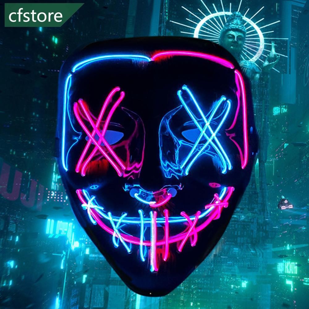 CFSTORE LED Halloween Glowing Mask Led Mask Party Masquerade Neon Mask ...