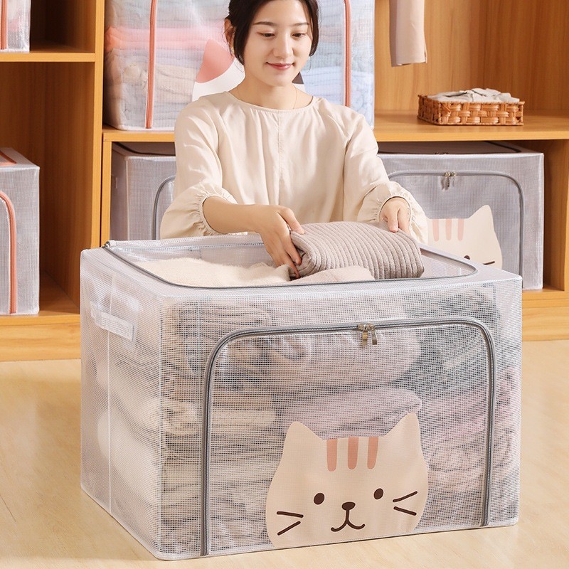 Transparent Cute Cat Head Foldable Storage Box Waterproof Storage ...