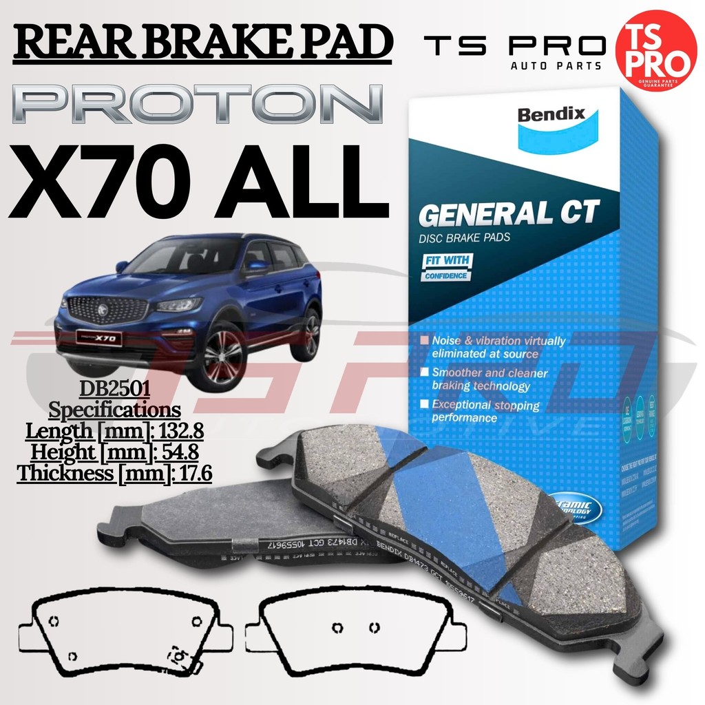 Proton X70 All Bendix Rear Disk Brake Pad Disc Brek DB2501 GCT | Shopee ...