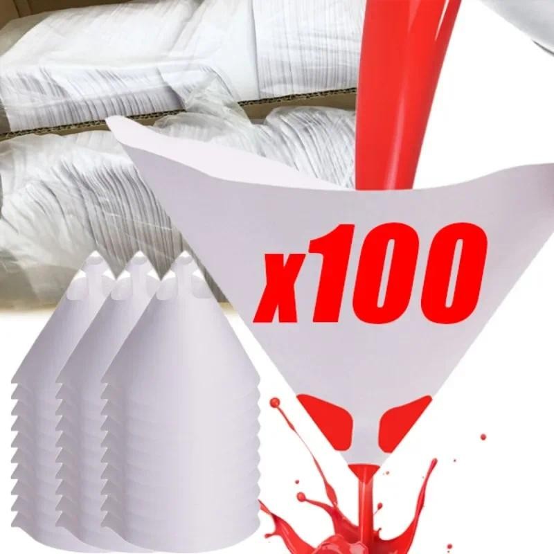 100Pcs Disposable 190 Nylon Micron Conical Paint Filter Paper Funnel ...