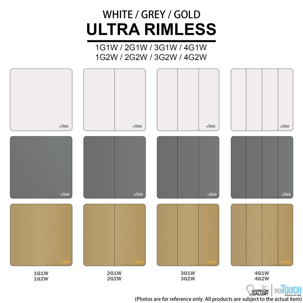 RETOUCH ULTRA RIMLESS SERIES SWITCHES & SOCKET [WHITE / MATT GREY ...