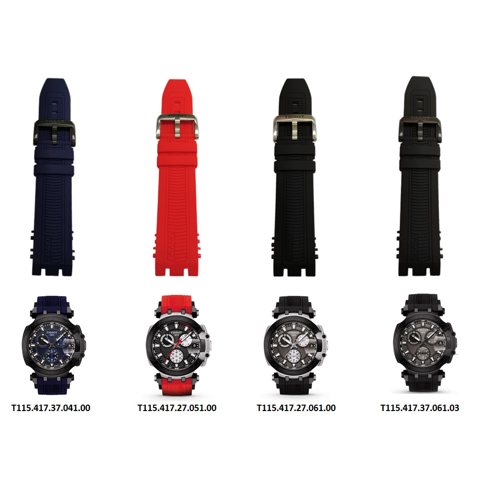 T Tissot Original Racing Series Silicone Strap T115417A Black Red 22mm ...