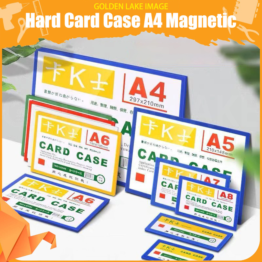 A4 Size Magnetic Hard Card Case with Magnetic Magnet Black Frame Clear ...